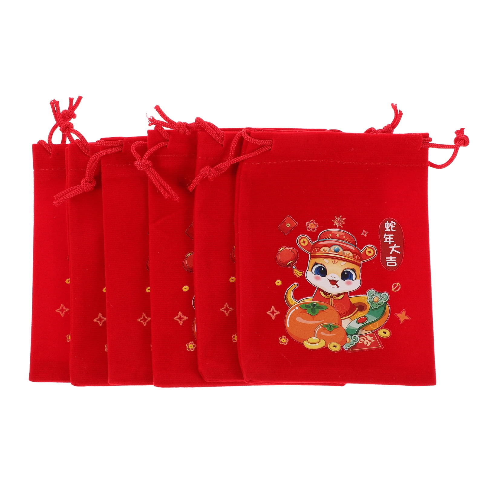 Gymnture 6pcs Chinese New Year Candy Packaging Bags Drawstring Gift Bag ...