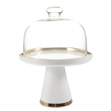 Libbey Selene Tall Multi-function Glass Cake Stand with Dome, Versatile ...