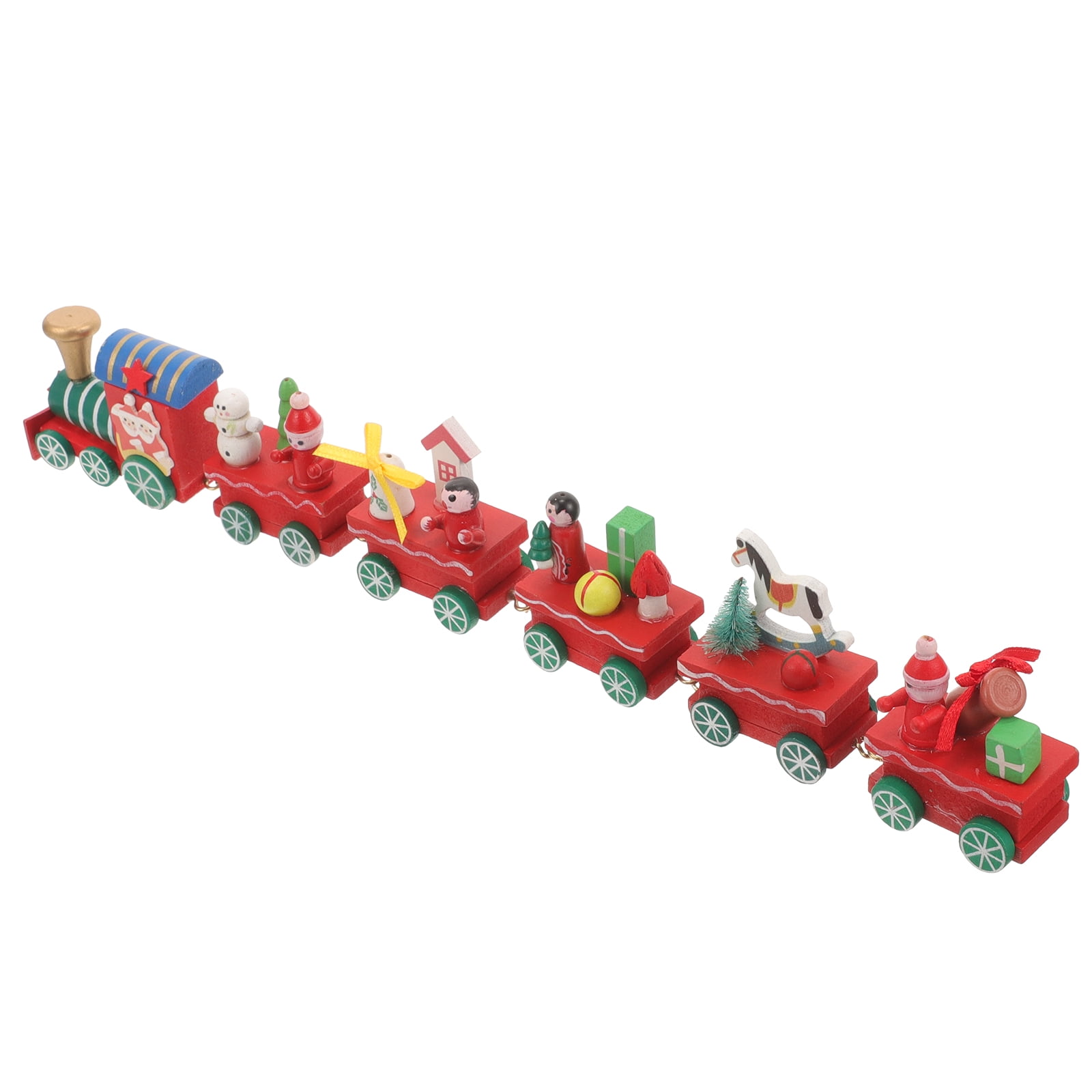 Gymnture Christmas Wood Train Set Wooden Train Model Xmas Display ...