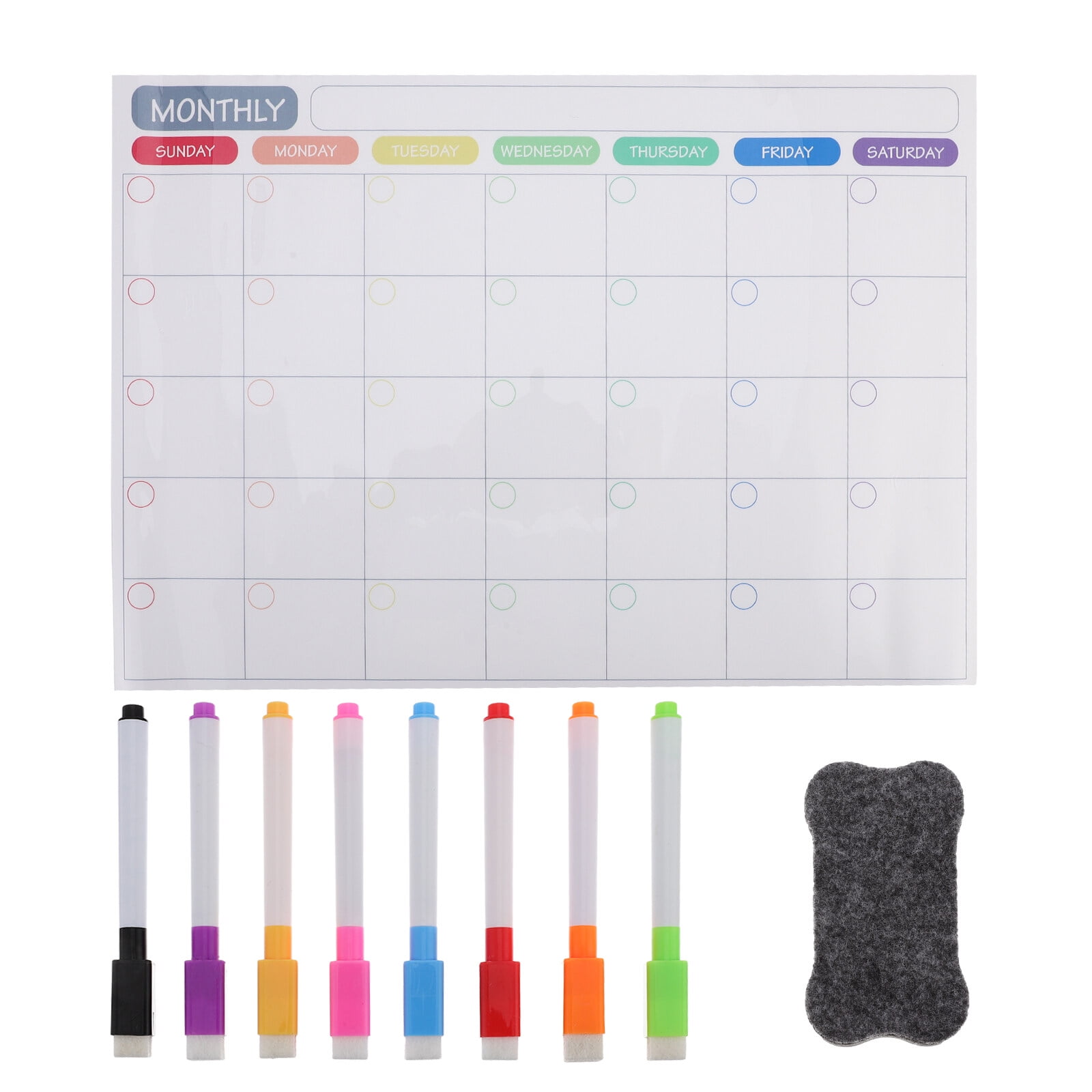 Gymnture Dry Erase Calendar Fridge Whiteboard + Eraser & 8 Pens ...
