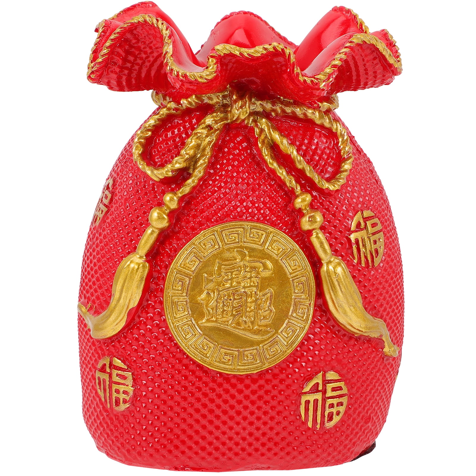Gymnture Gold Lucky Bag Red Money Bag Chinese Treasure Bowl Feng Shui ...