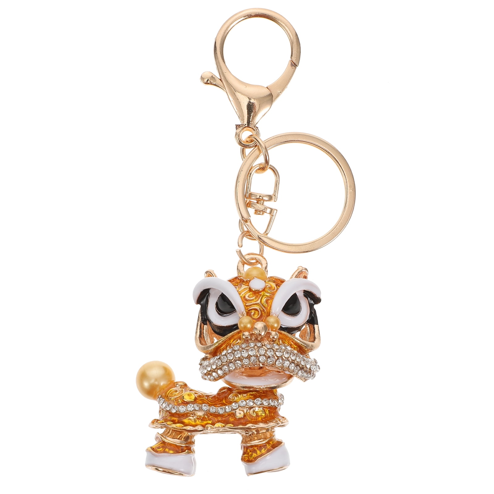 Gymnture Golden Lion Dance Keychain Rhinestone Pendant Car Keyring ...