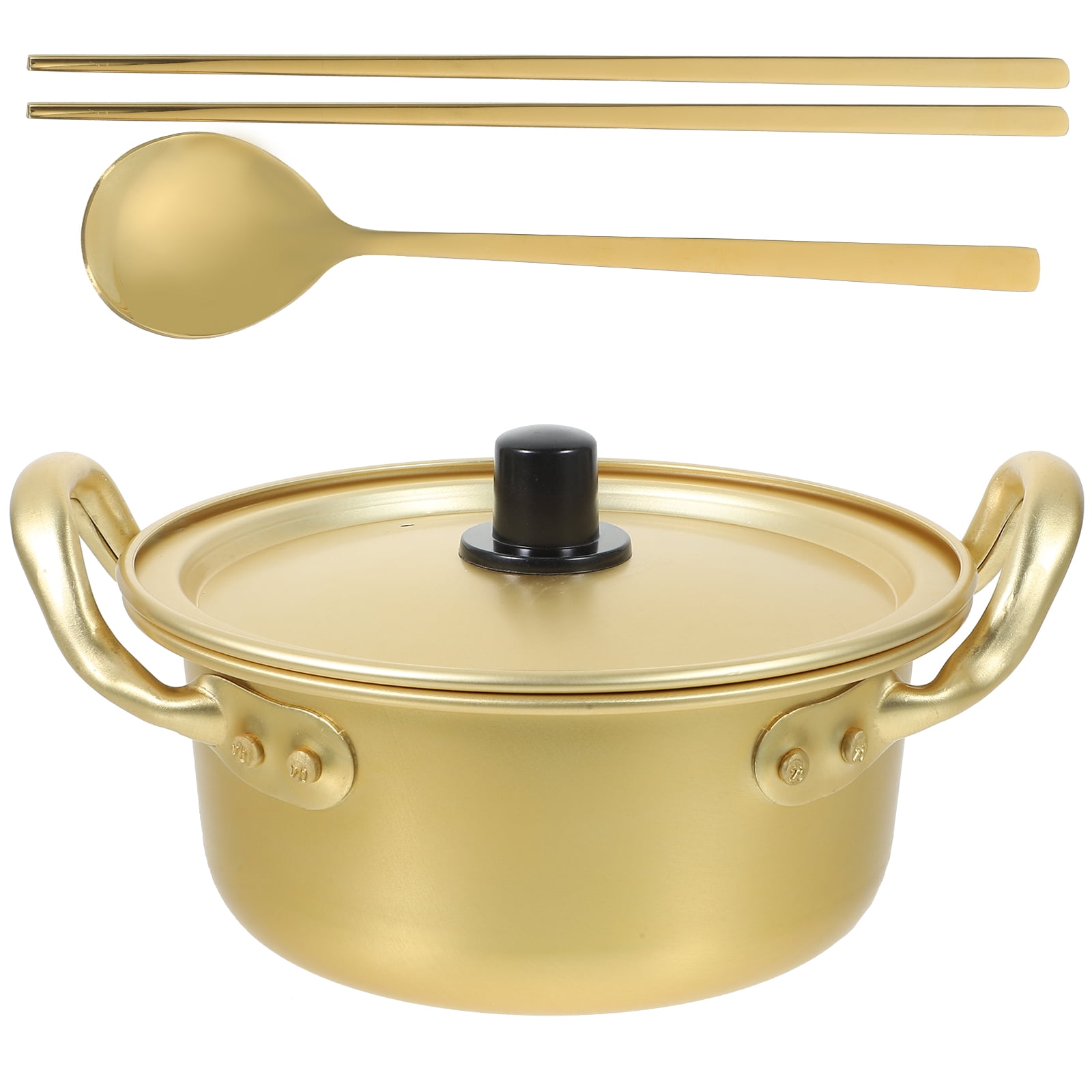 Gymnture Korean Ramen Pot Cookware with Lid and Utensils 14CM Golden ...