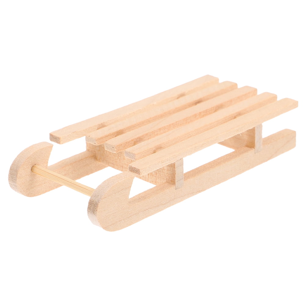 Gymnture Miniatures Decor Wooden Sled For Crafts Miniature Ski Snow ...