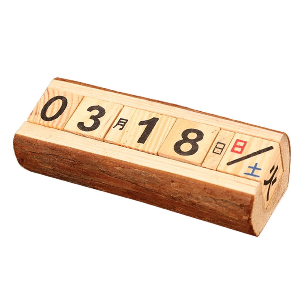 Gymnture DIY Wooden Calendar Decor Creative Desktop Manual Calendar ...
