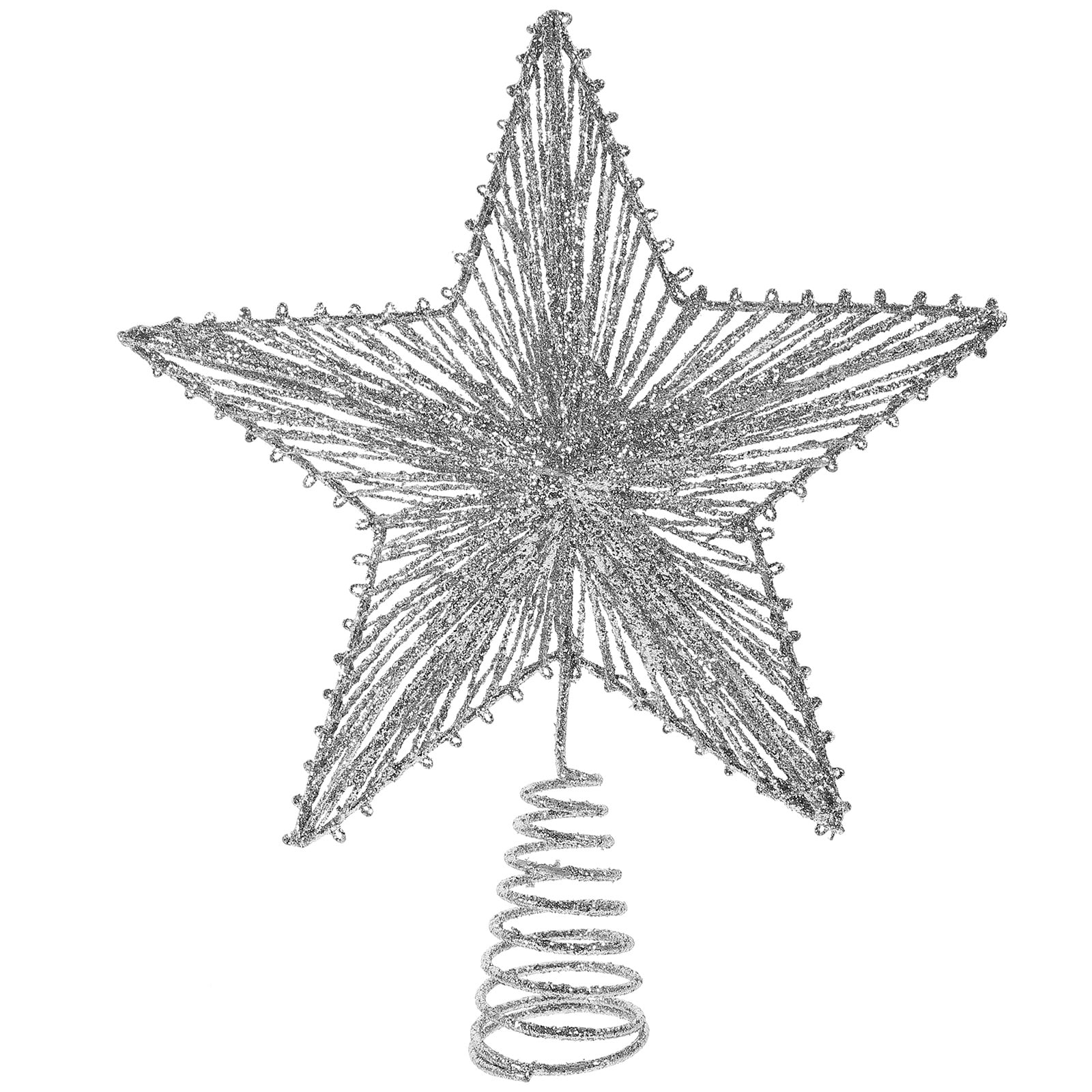Gymnture Silver Glitter Christmas Tree Topper - 9.8" Metal Star ...