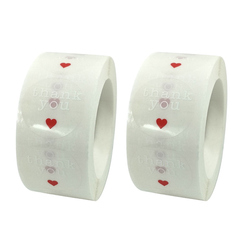 2 Rolls Transparent Thank You Sticker Round Thank You Decals Decor ...