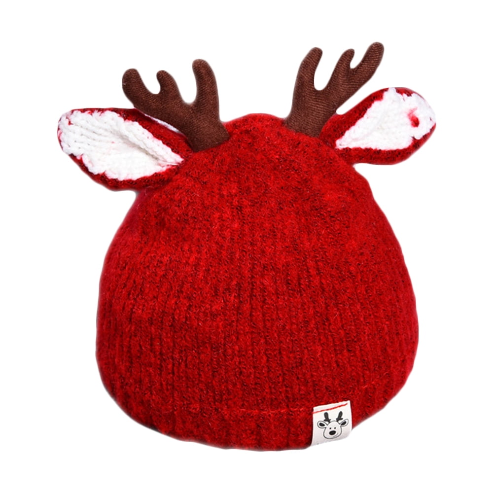 Gymnture christmas Winter Reindeer Plush Hat Antlers Kids Knitted Cap ...