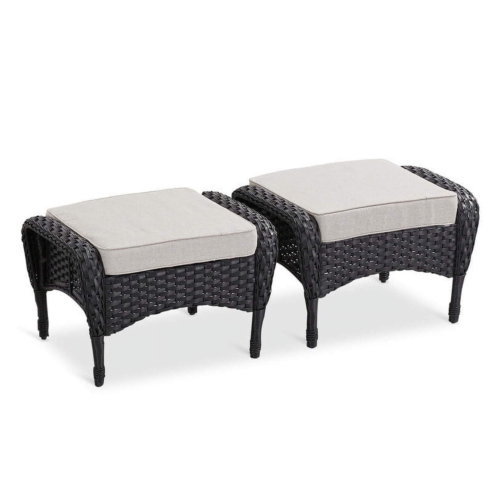 Gymojoy 2 Piece Outdoor Patio Ottomans, Al Weather Wicker Footstool ...