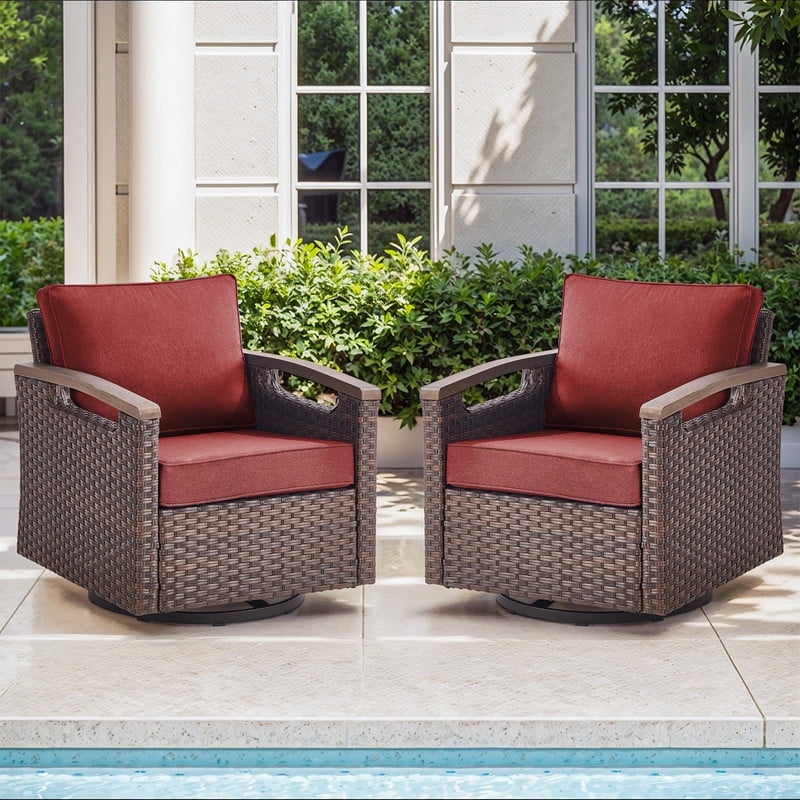 Gymojoy 2 Pieces Outdoor Swivel Rocker Patio Chairs, Wicker Patio ...