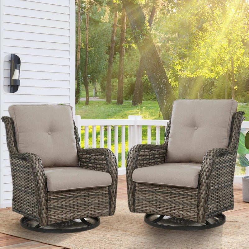 Gymojoy 2 Pieces Outdoor Wicker Swivel Rocker Patio Chair, Outdoor ...