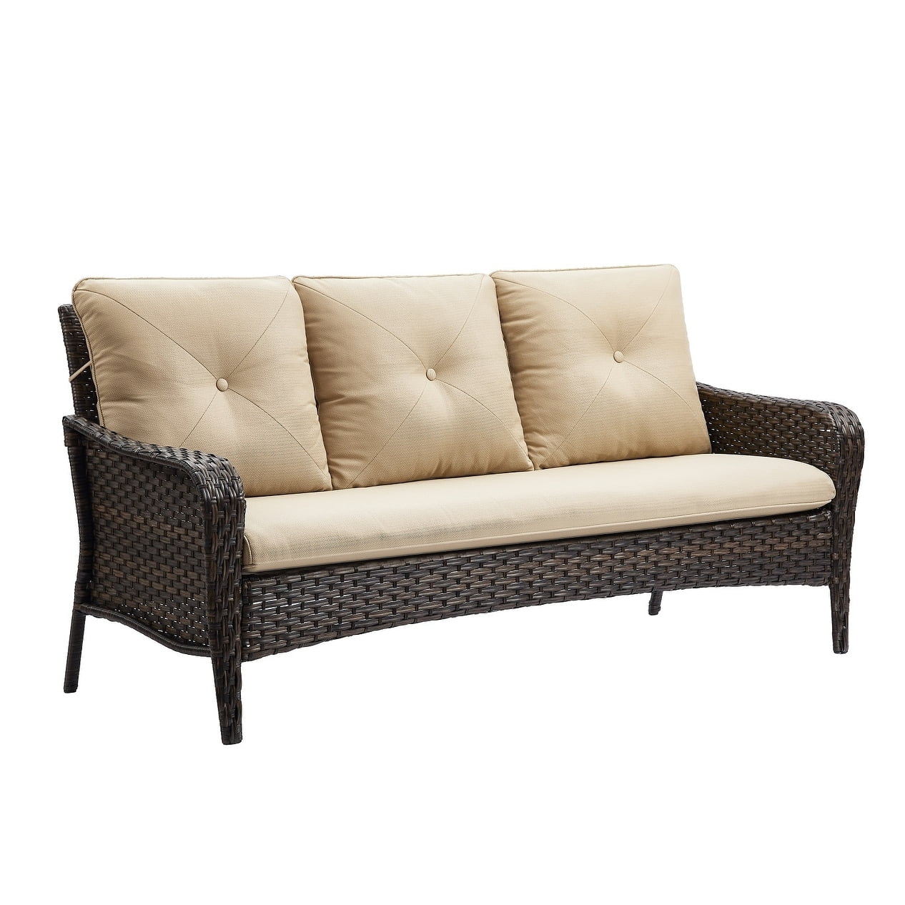 Gymojoy 3-Seat Patio Sofa Outdoor Wicker Couch with Cushions - Walmart.com