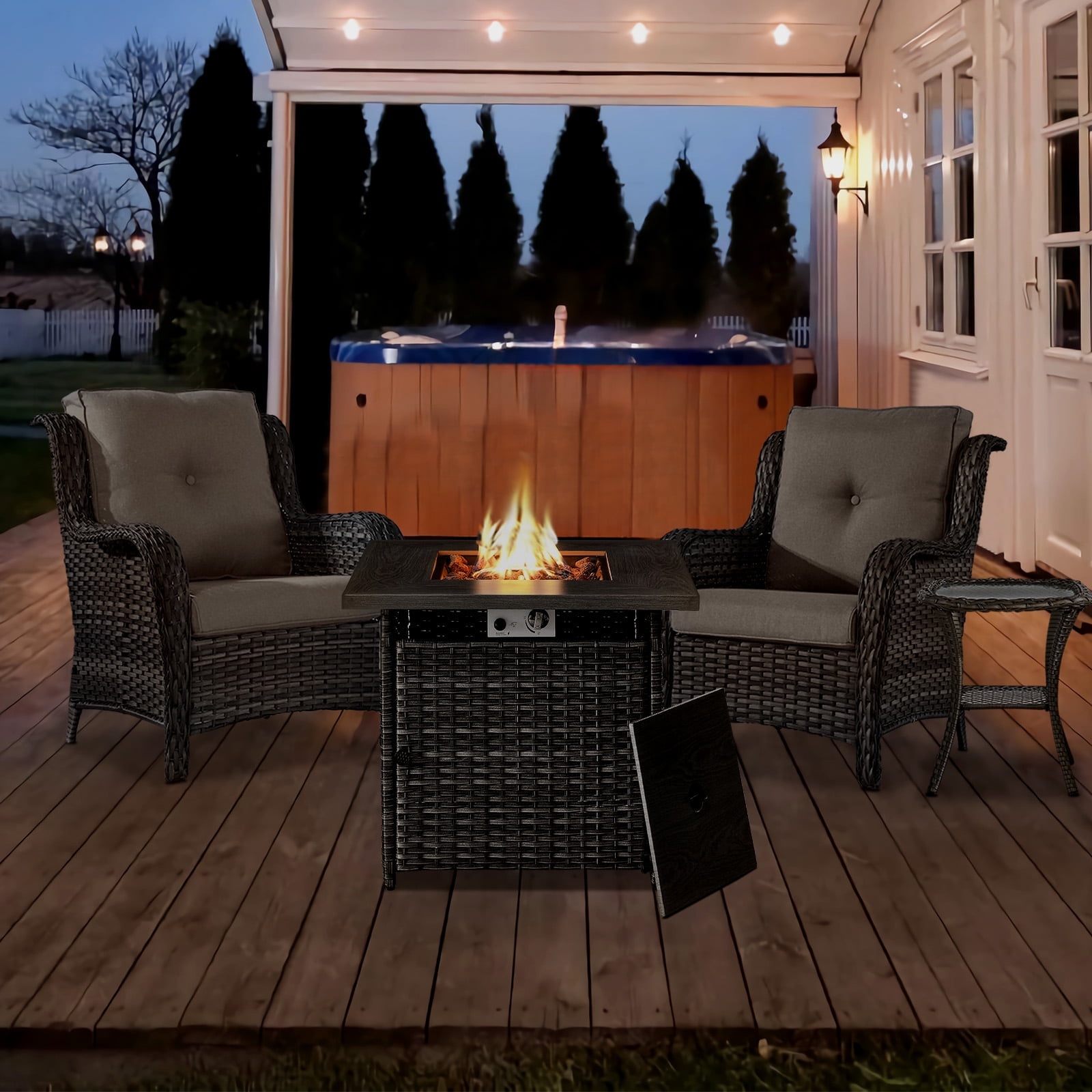 Gymojoy 4-Piece Patio Conversation Bistro Set Outdoor Chat Porch ...