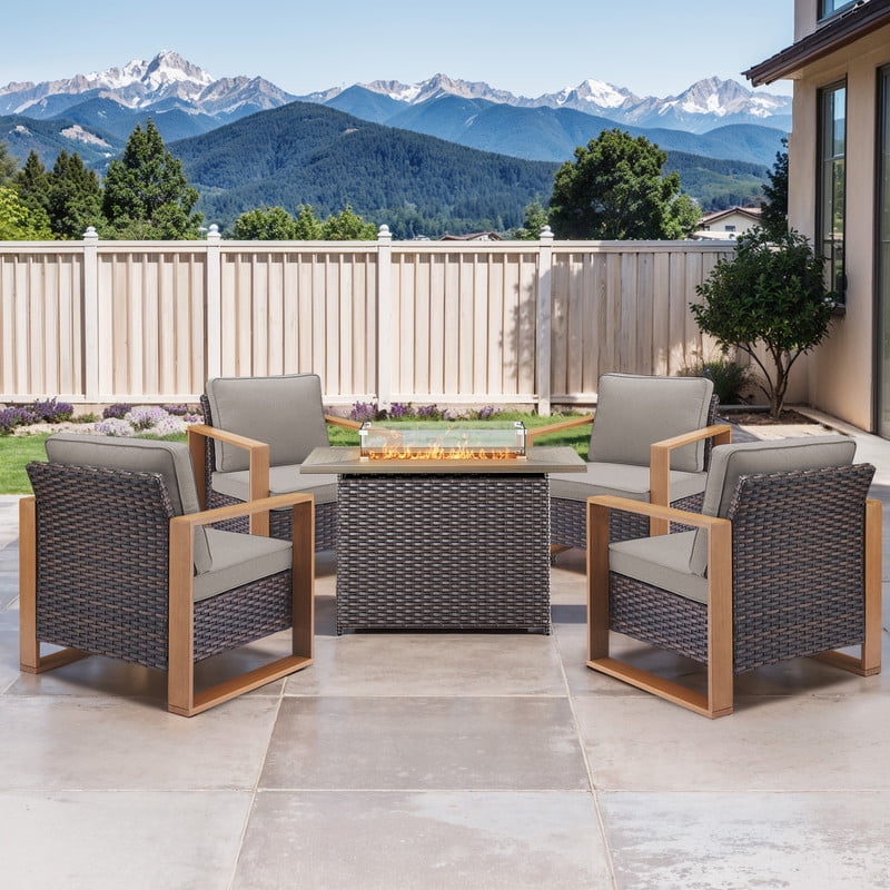 Gymojoy 5 Pieces Patio Furniture Sets with 41 inch Fire Pit Table ...