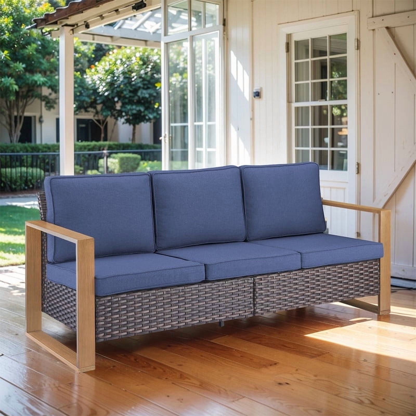 Gymojoy All-weather outdoor Wicker Seactional Couch, 3 seater outdoor ...
