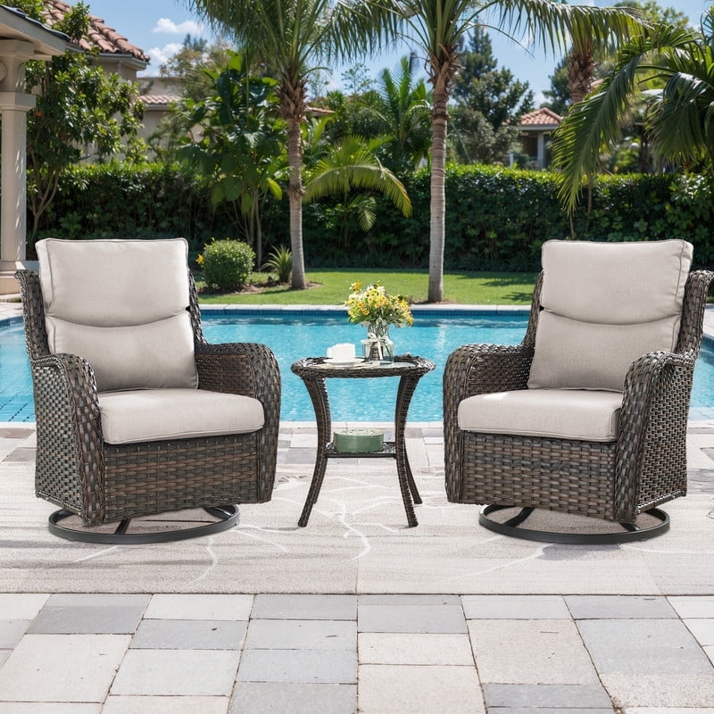 Gymojoy High Back Outdoor Conversation Swivel Rocker Chairs Set, with 5 ...