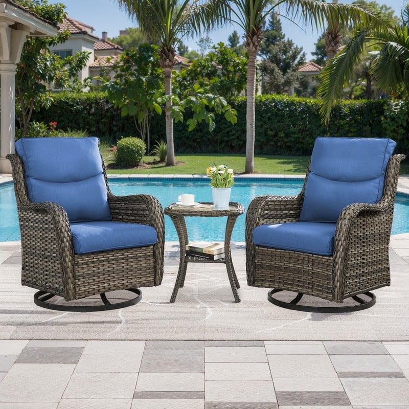 Gymojoy High Back Outdoor Conversation Swivel Rocker Chairs Set, with 5 ...