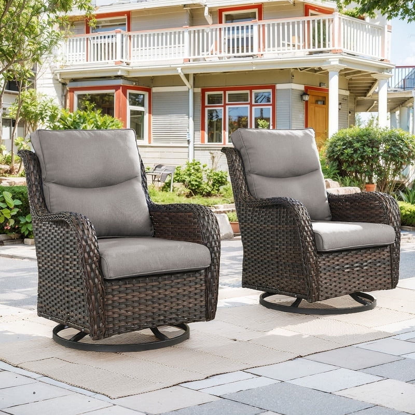 Gymojoy High Back Outdoor Swivel Rocker Patio Chairs Set of 2, All ...