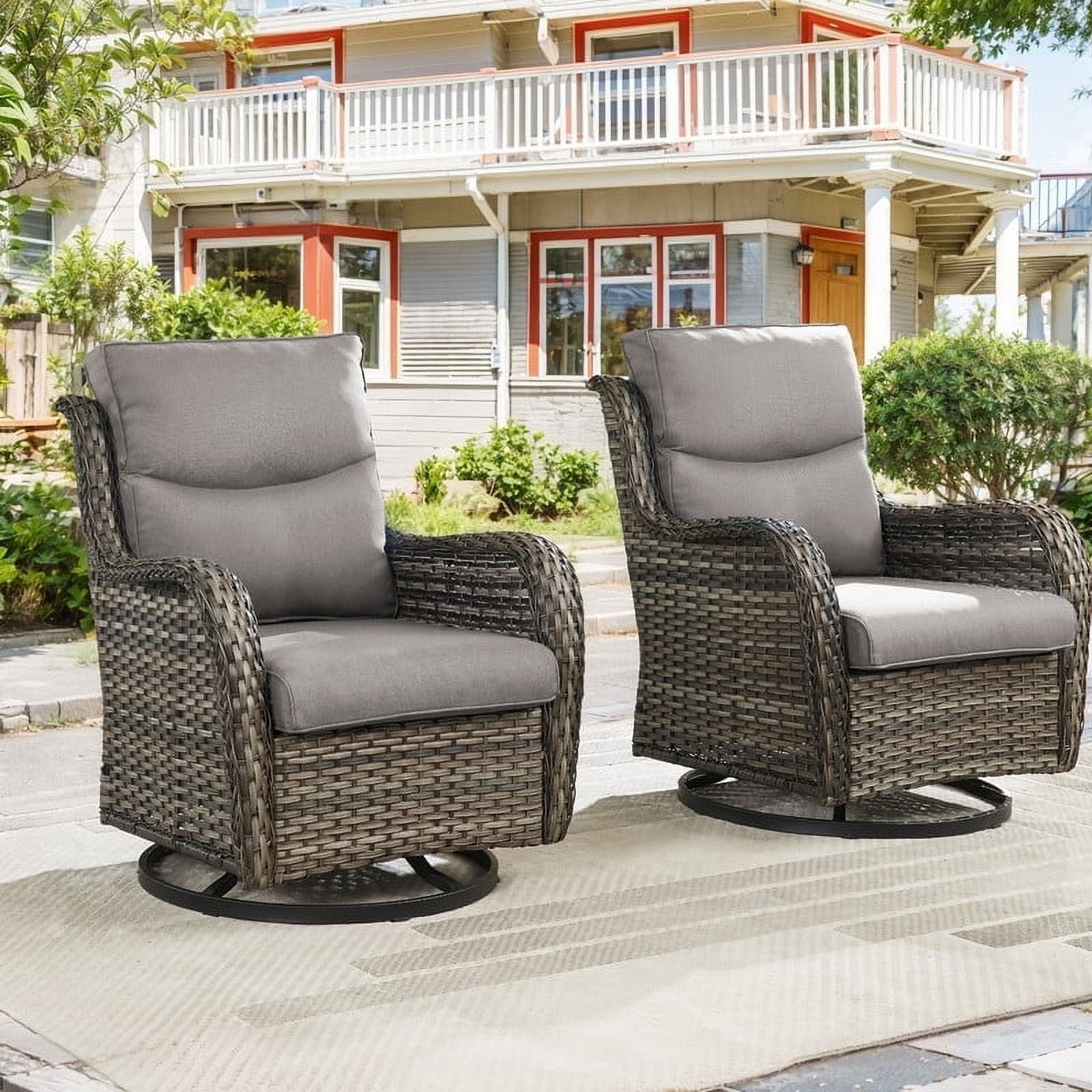 Gymojoy High Back Outdoor Swivel Rocker Patio Chairs Set of 2, All ...