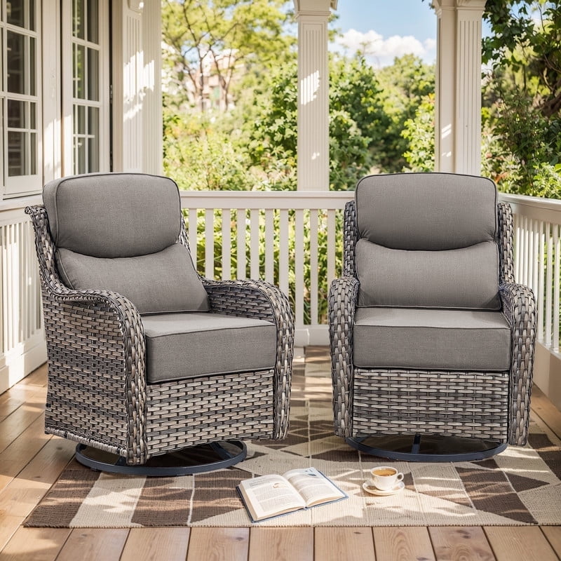 Gymojoy High Back Patio Swivel Rocking Patio Chairs, 2 PCS Wicker ...