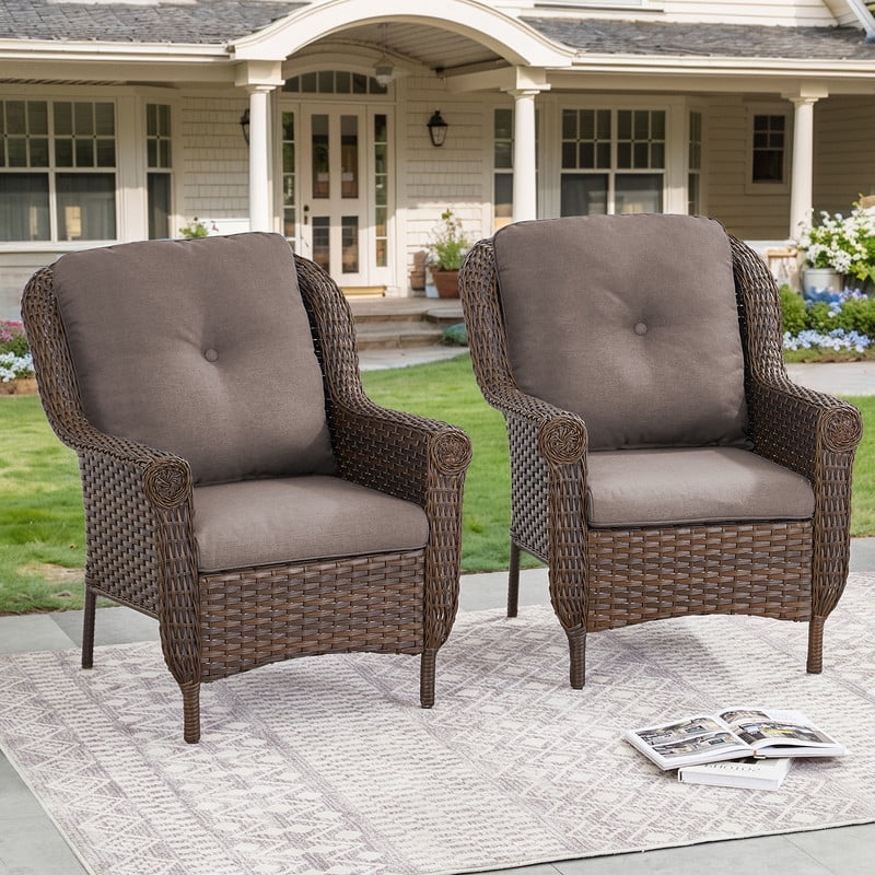 Gymojoy Outdoor Patio Chairs Wicker Rattan Single Chairs Set with ...