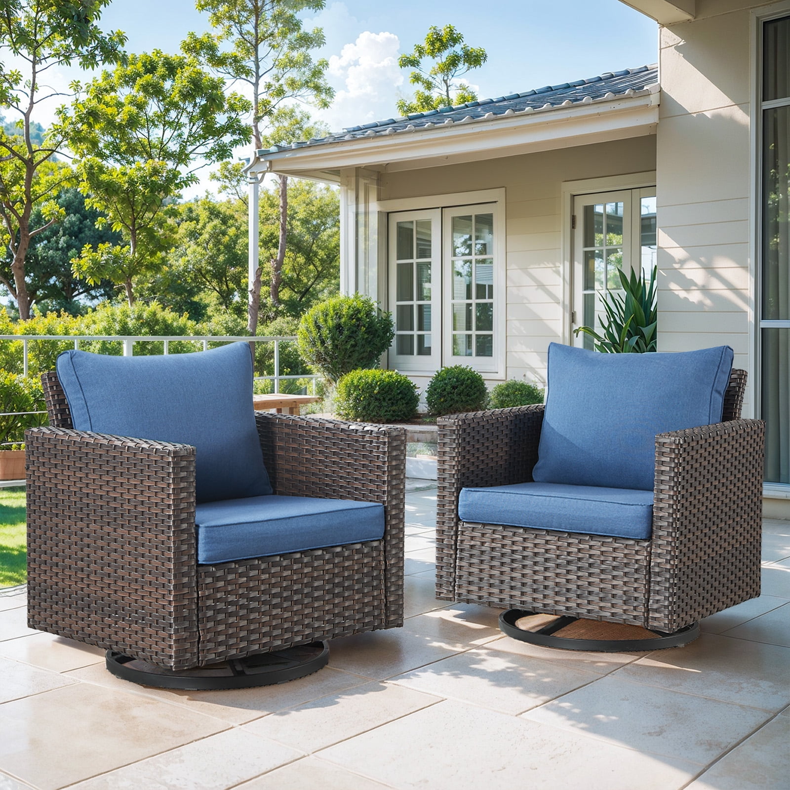 GYmojoy Outdoor Swivel Glider Chair Set of 2, Patio Swivel Rocking ...