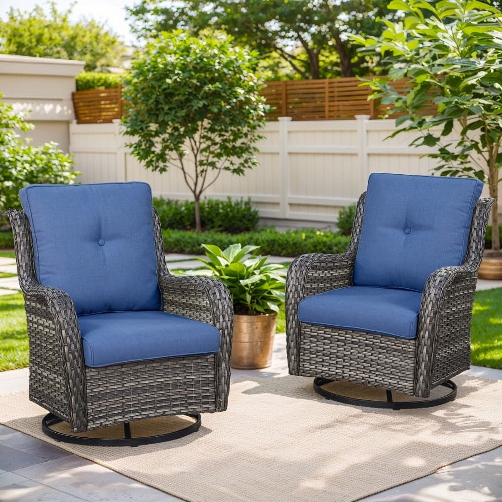 Gymojoy Outdoor Swivel Rocker Patio Chairs Set of 2, 2Pieces Swivel ...