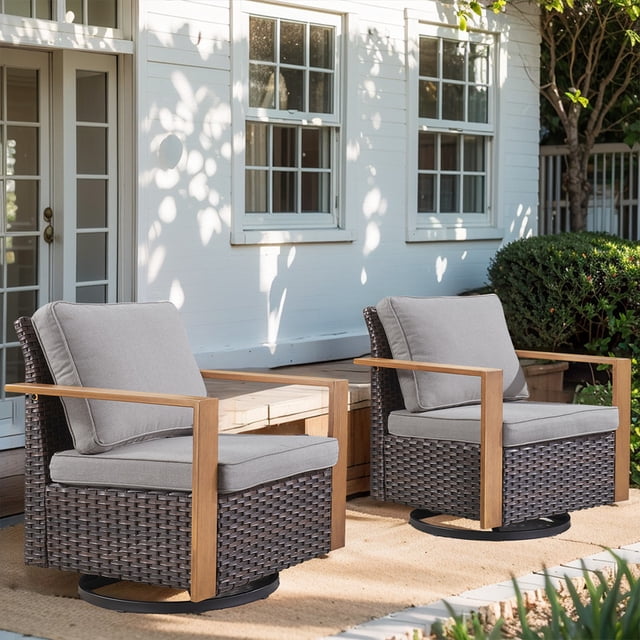 Gymojoy Outdoor Swivel Rocker Patio Chairs Set of 2,Heavy Duty Swivel ...