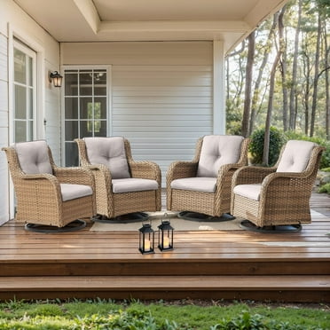 Gymojoy High Back Outdoor Rocking Chairs Set of 2, All Weather Swivel ...