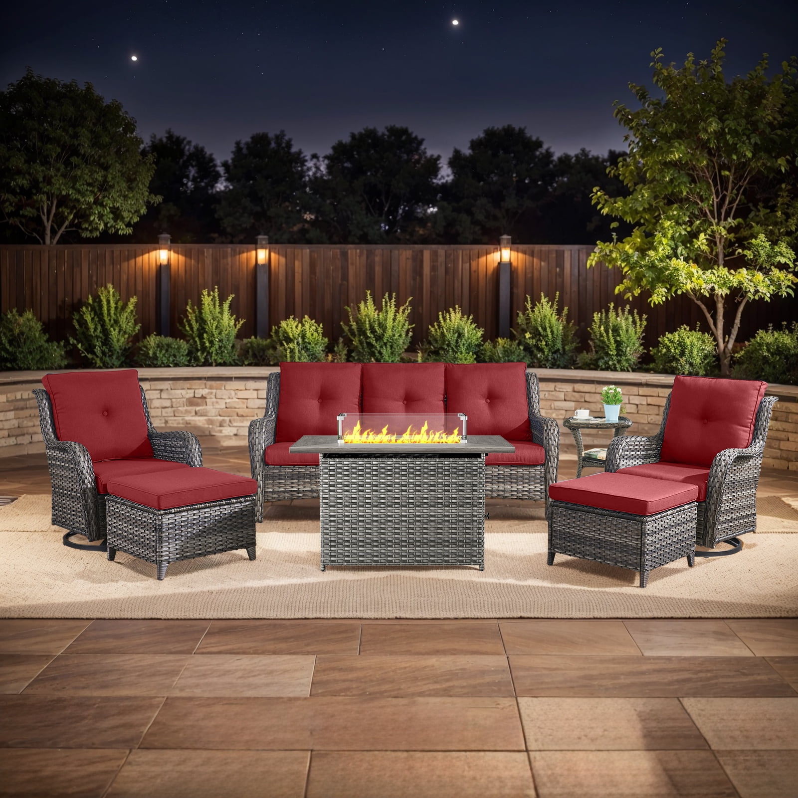 Gymojoy Patio Furniture Set 41" Outdoor Fire Pits 7 Pieces Outdoor ...