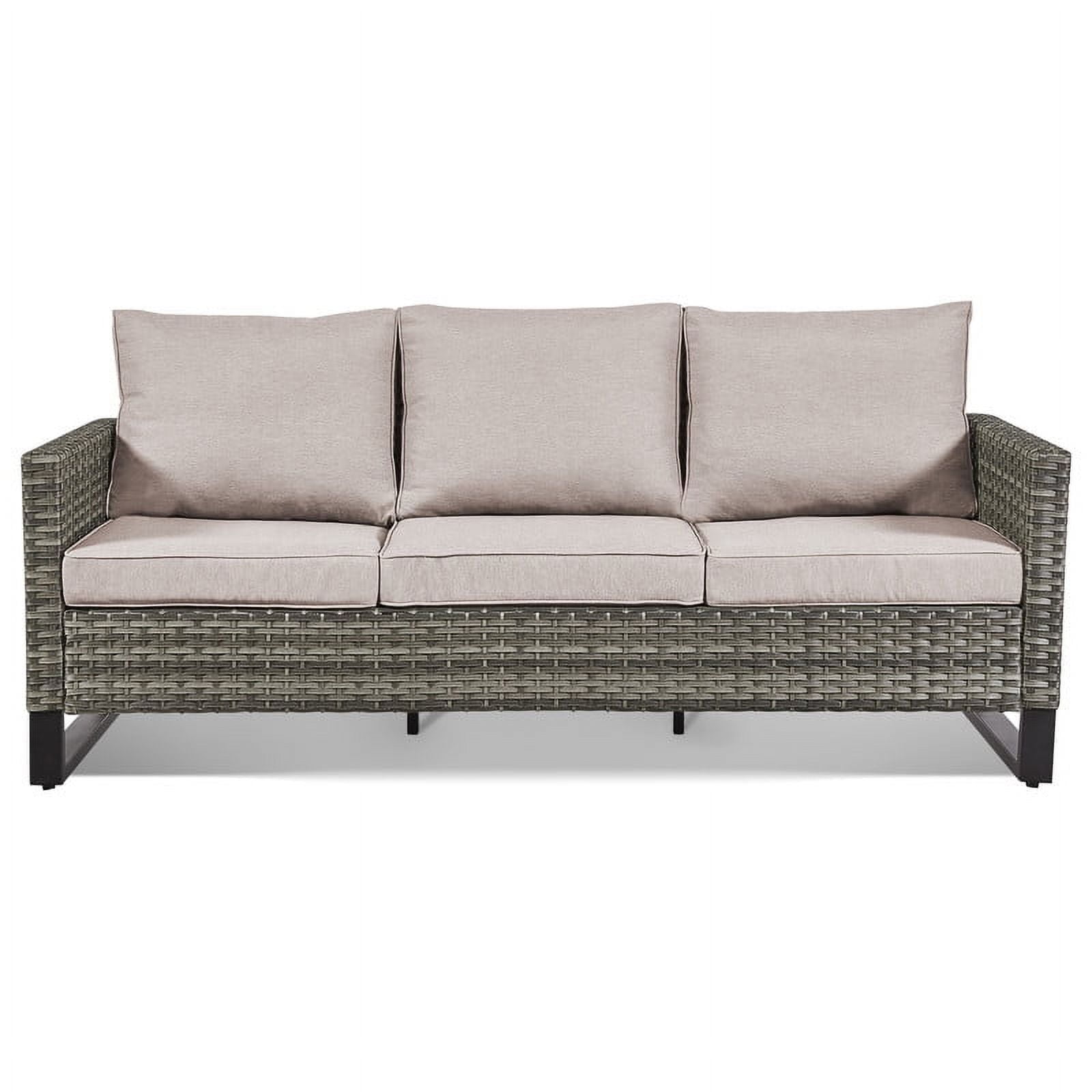Gymojoy Patio Sofa, All Weather Outdoor Rattan Wicker 3-Seat Sofa High ...