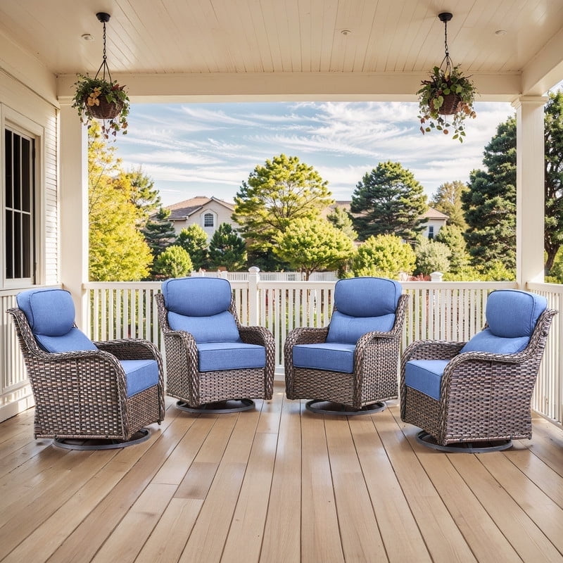 Gymojoy Patio Wicker Chairs Swivel Rocker Set of 4, Outdoor Rattan ...
