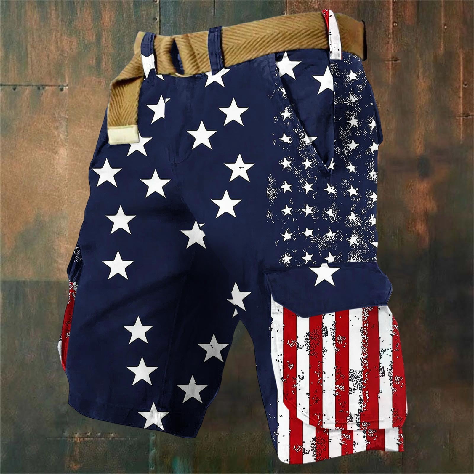 Gymvis Casual Shorts for Men 6 pockets Independence day print ...
