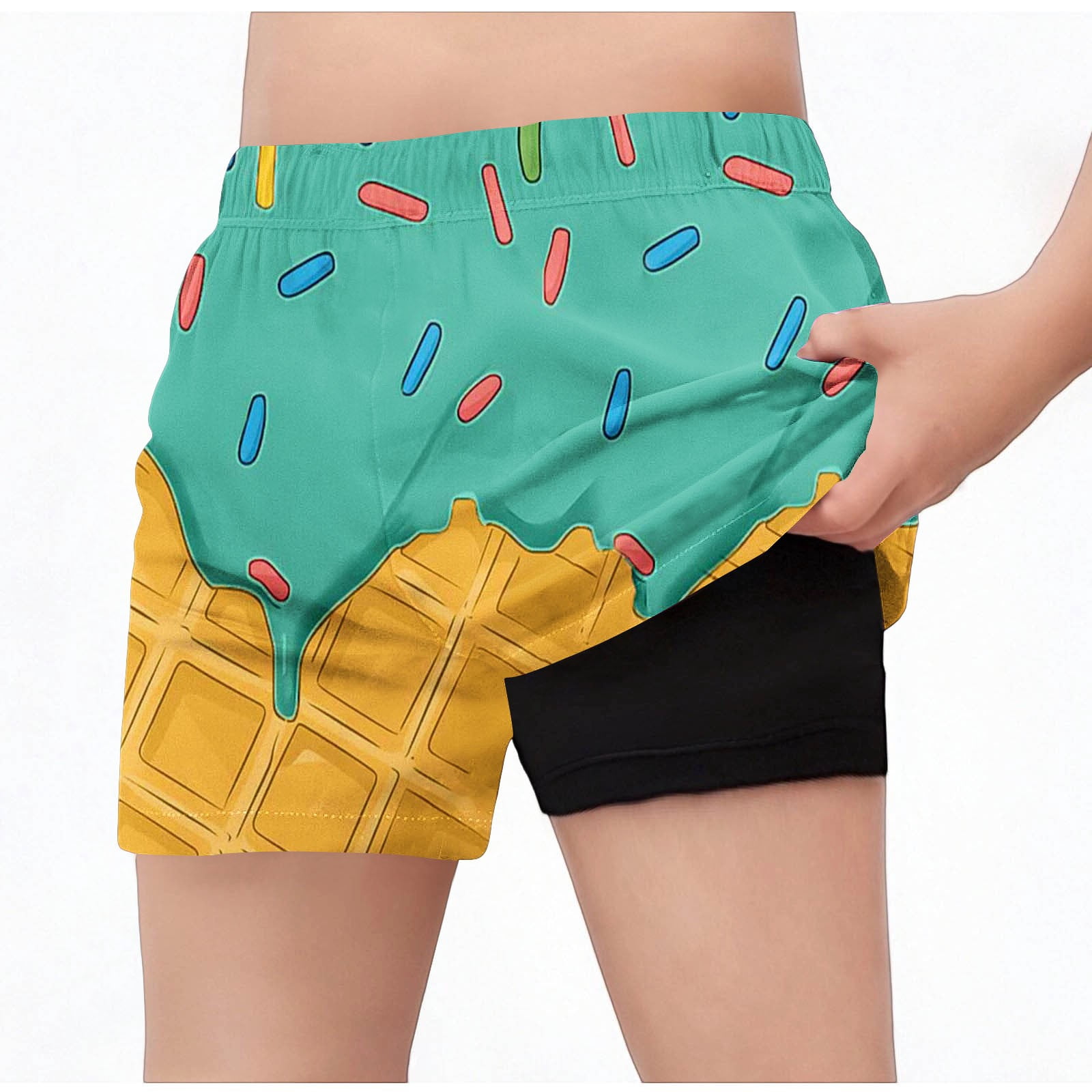 Gymvis Kids ice cream print Shorts elastic waist beach solid color Kids ...