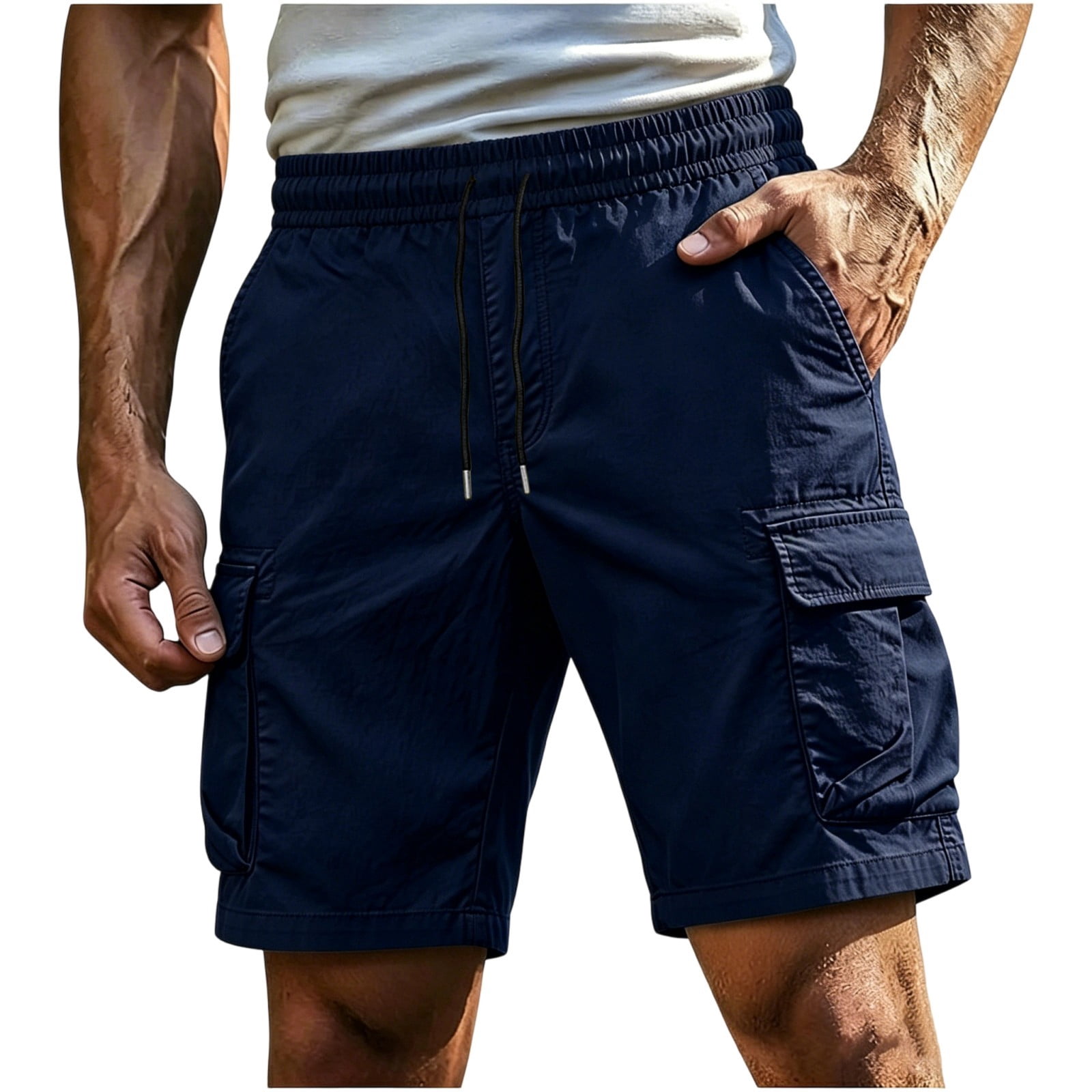 Gymvis Mens Shorts Functional Solid Color Multi-pocket Lightweight ...
