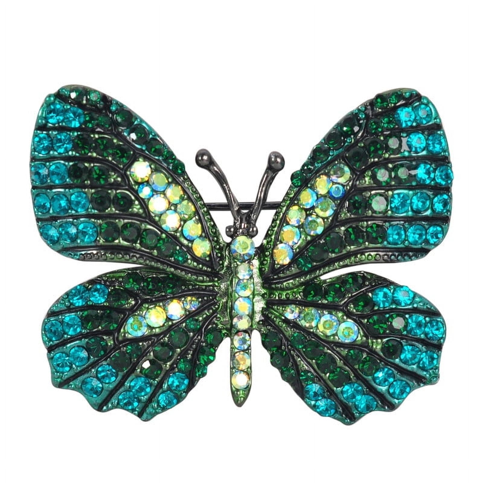 Gyn&Joy Monarch Wing Butterfly Multicolor, Crystal Rhinestone Brooch ...