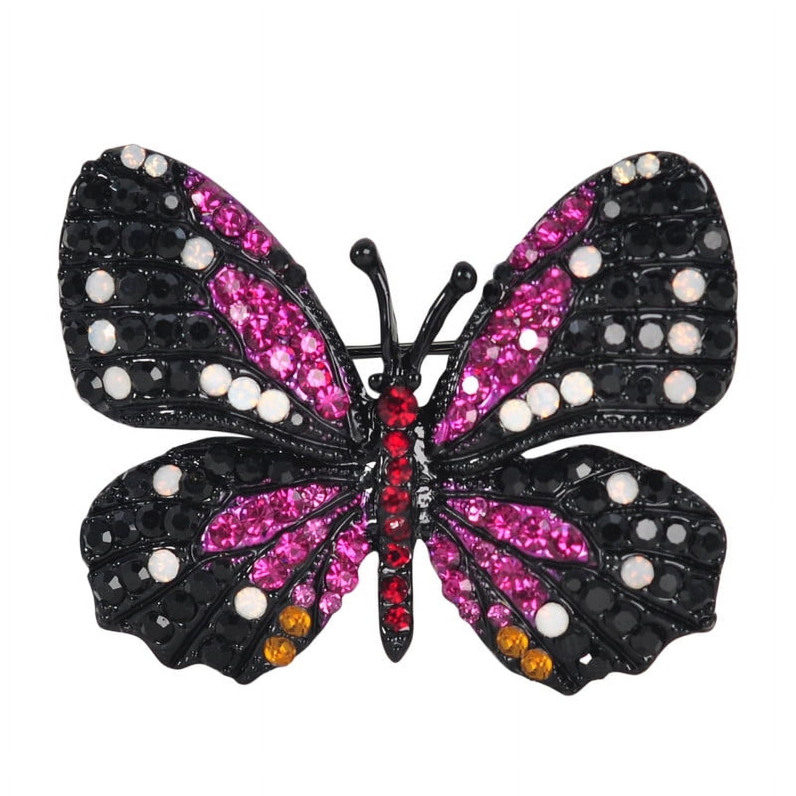 Gyn&Joy Gunmetal Tone Multicolor Crystal Rhinestone Monarch Wing ...