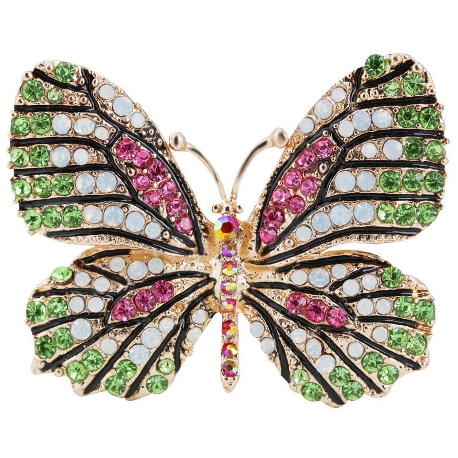Gyn&Joy Multi-color Crystal Rhinestone Winged Butterfly Pin Brooch ...