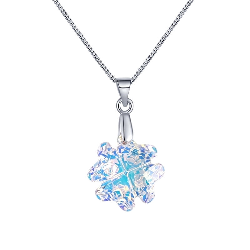 Gyn&Joy Four Leaf Clover Necklace, Clear AB Austrian Crystal Pendant ...
