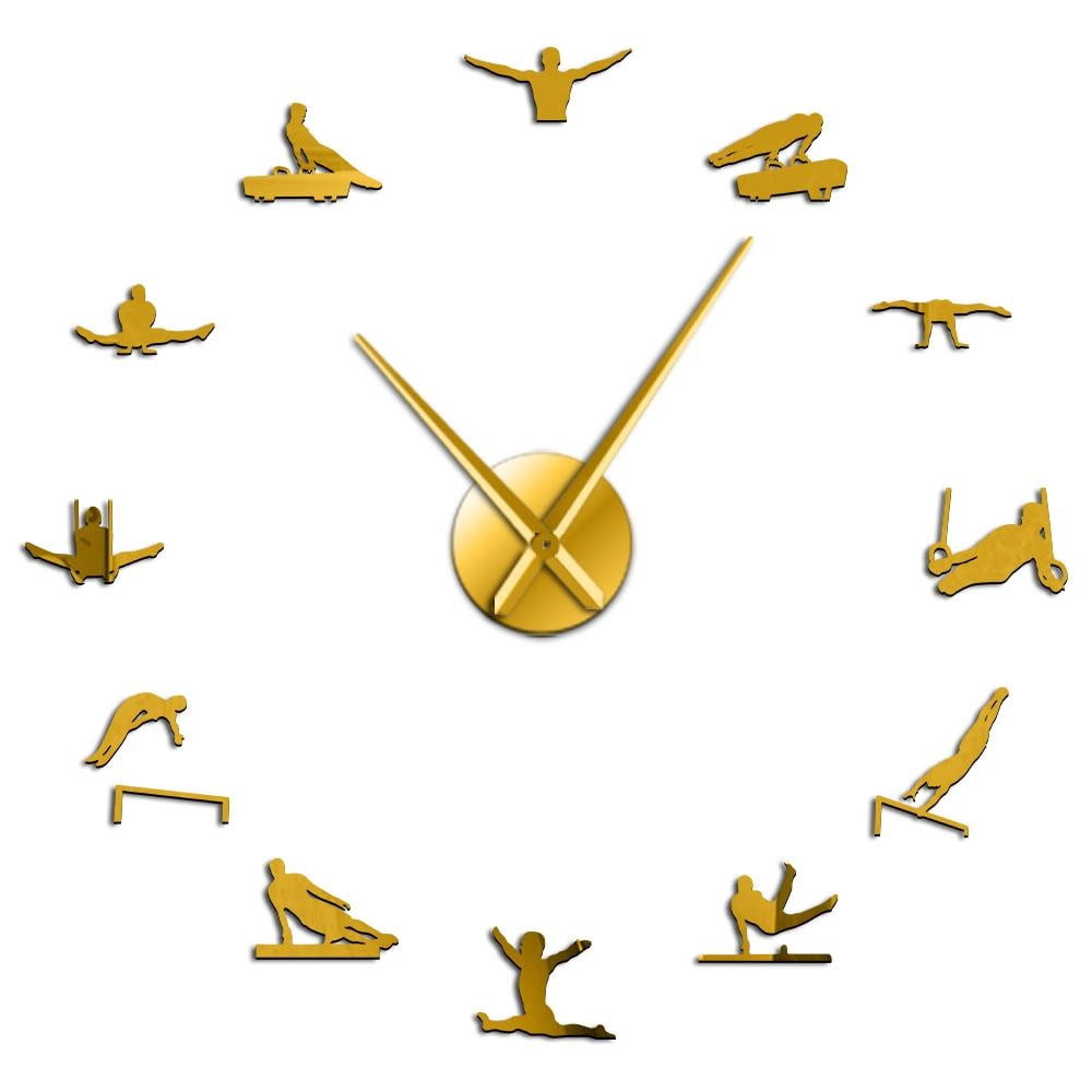 Gynmastics Silhouette Frameless Wall Clock Stickers, DIY Modern ...