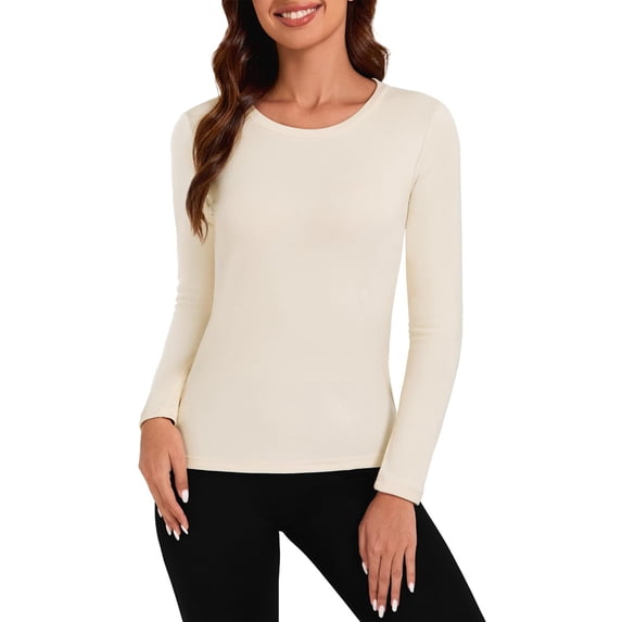 Gynyvoja Women'S Thermal Tops Long Sleeve Underwear Tops Crew Neck ...