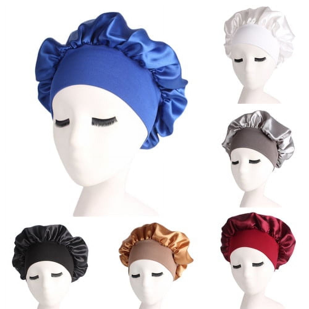 Gyouwnl Womens Sleep Night Cap Wide Band Satin Bonnet for Hair Beauty ...