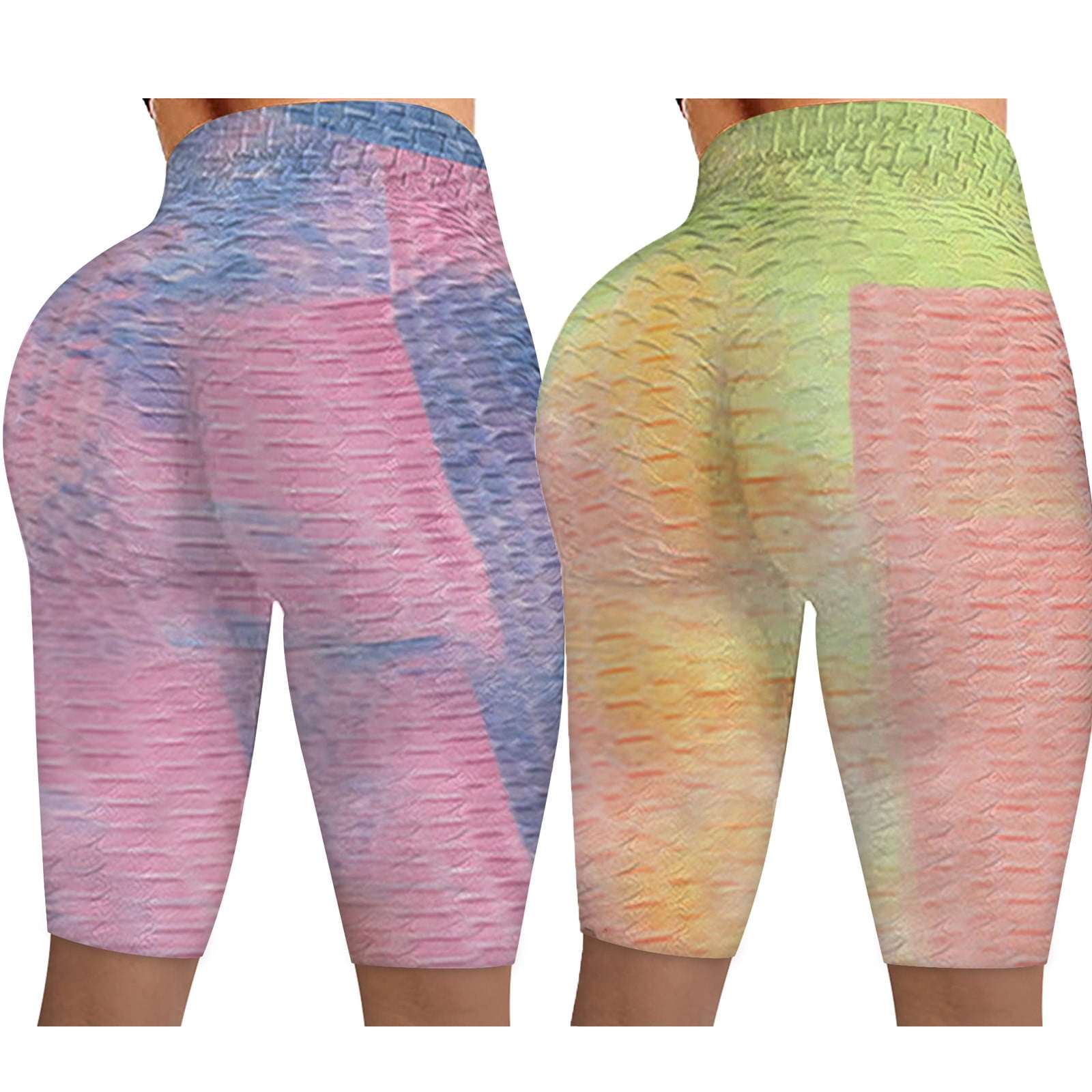 Gyouwnll Women Wrinkled Tie-dye Leggings Stretch Running Fitness Yoga ...