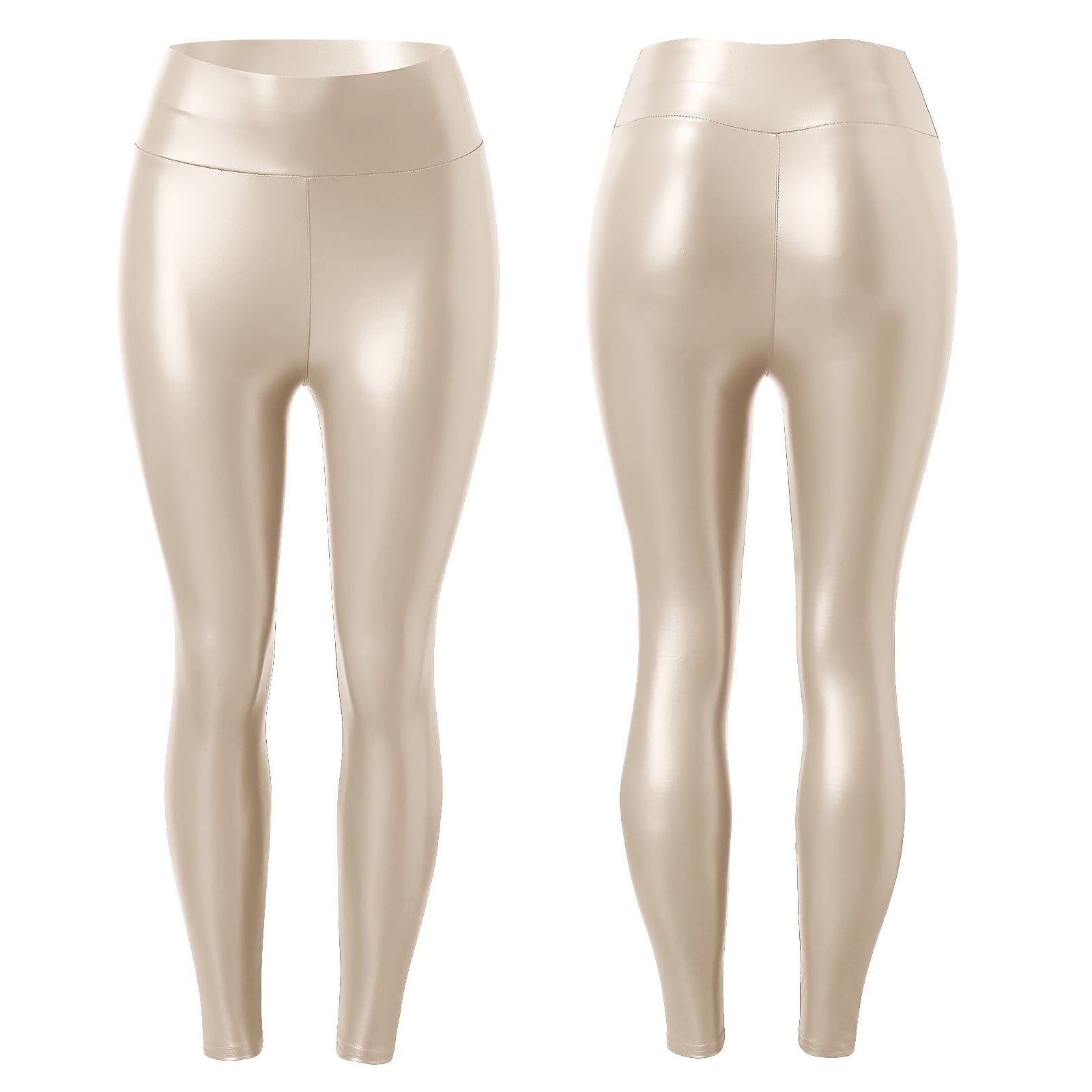 Gyouwnll Womens Faux Leather Leggings Stretch High Waisted Pleather ...