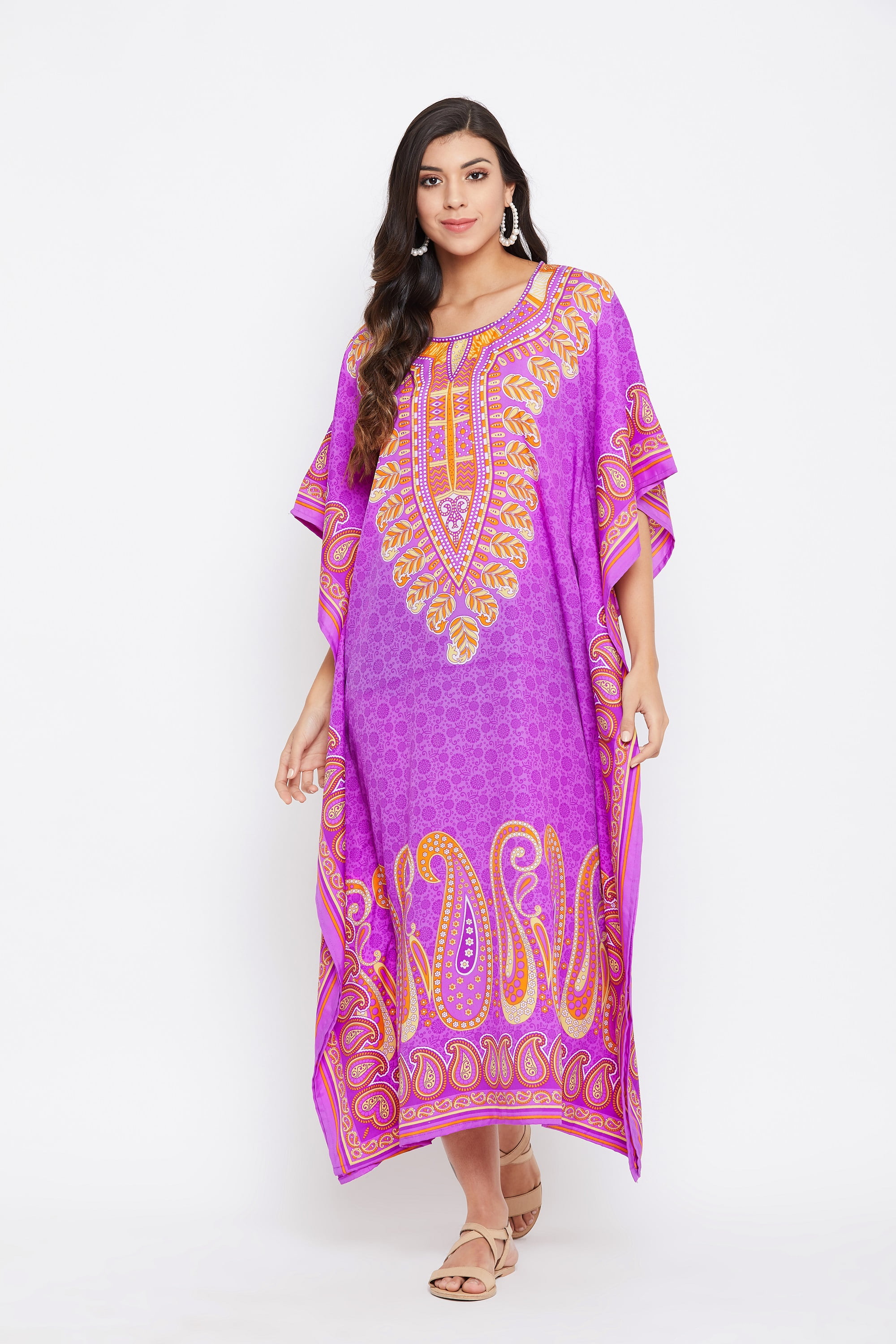 Gypsie Blu Plus Size Kaftan Dress for Women Printed Loose Maxi Kimono ...