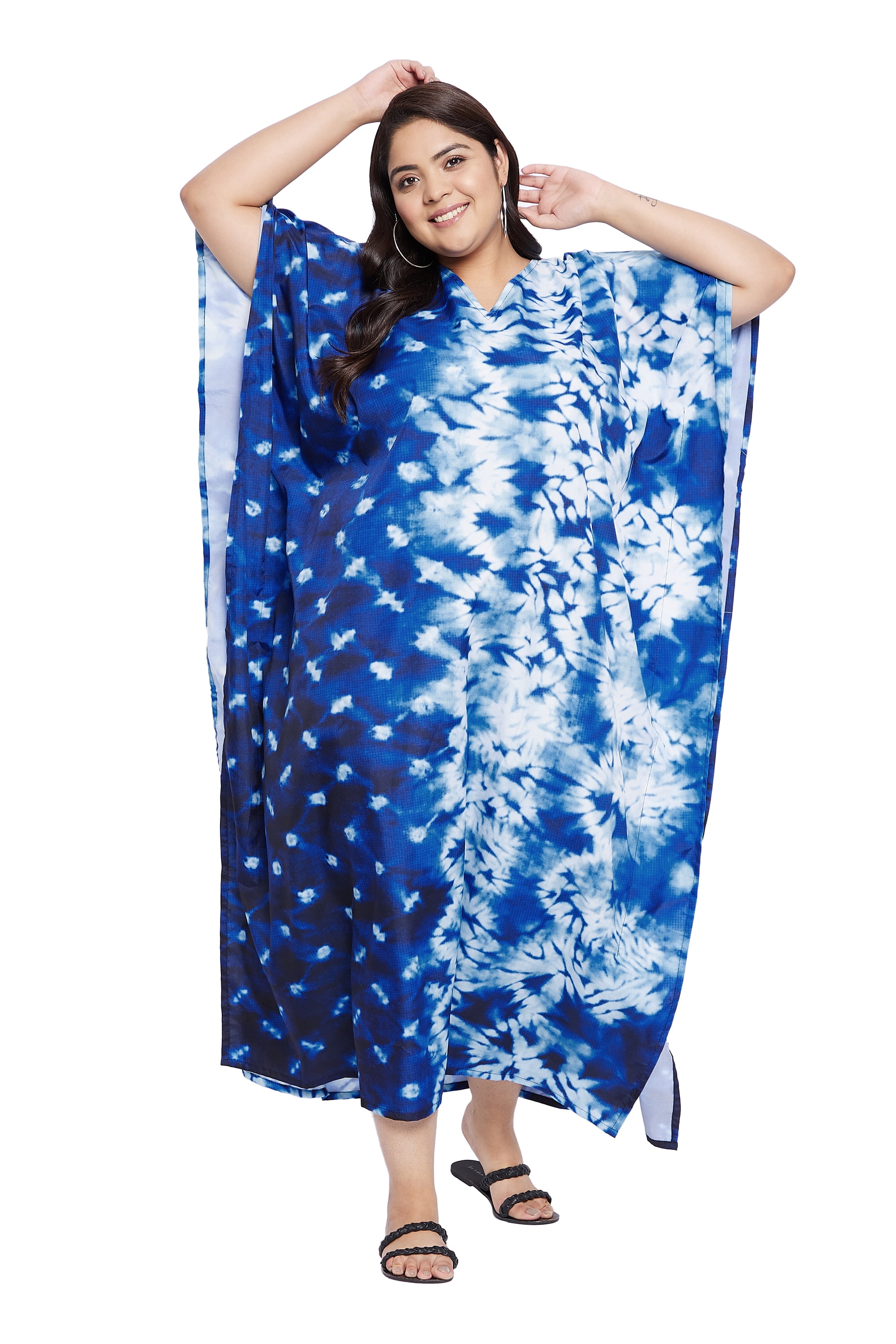 Gypsie Blu Women Long Kaftan Plus Size Casual Ladies Printed Maxi Dress ...