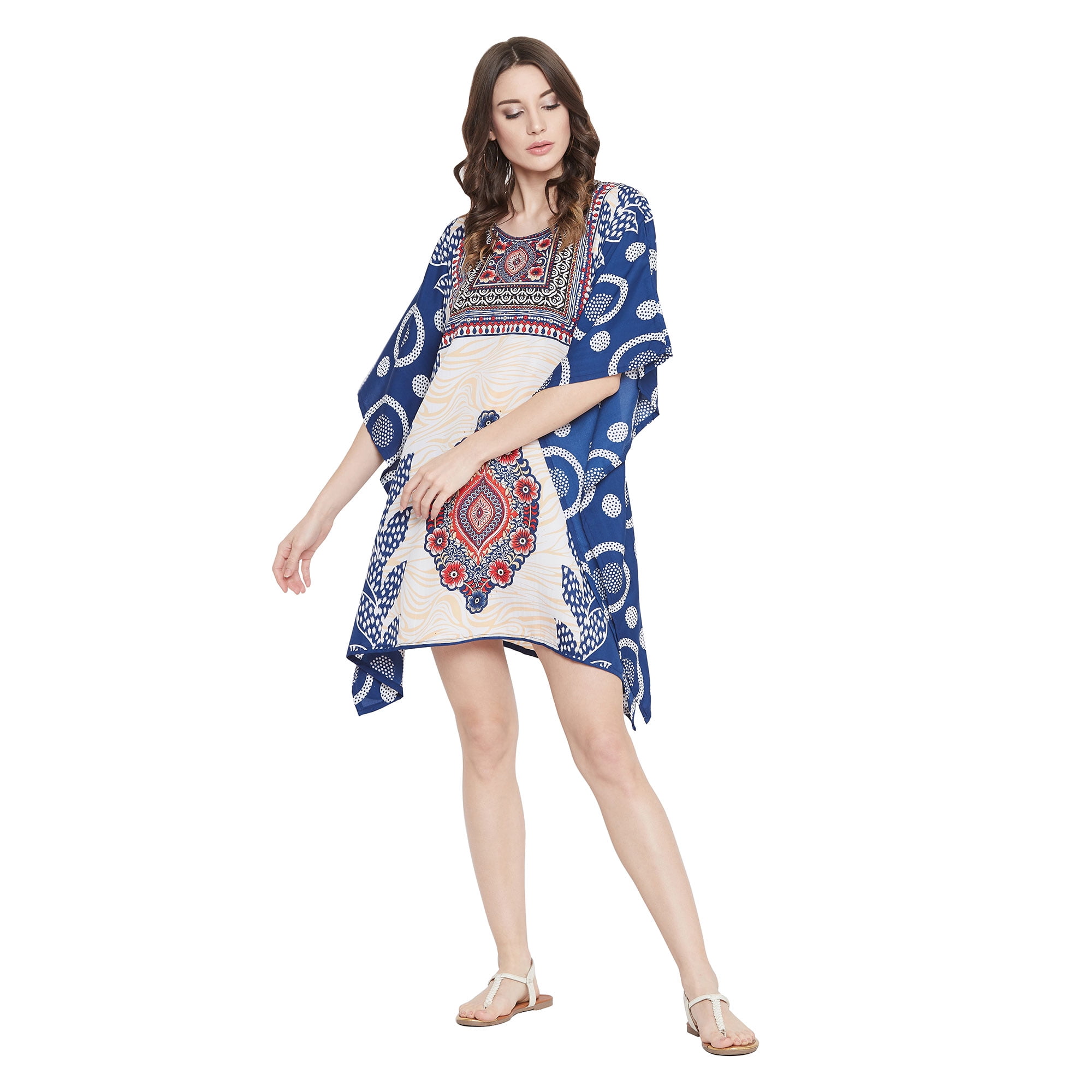 Gypsie Blu Women Tunics Dress Short 3/4 Sleeves Caftans for Ladies ...