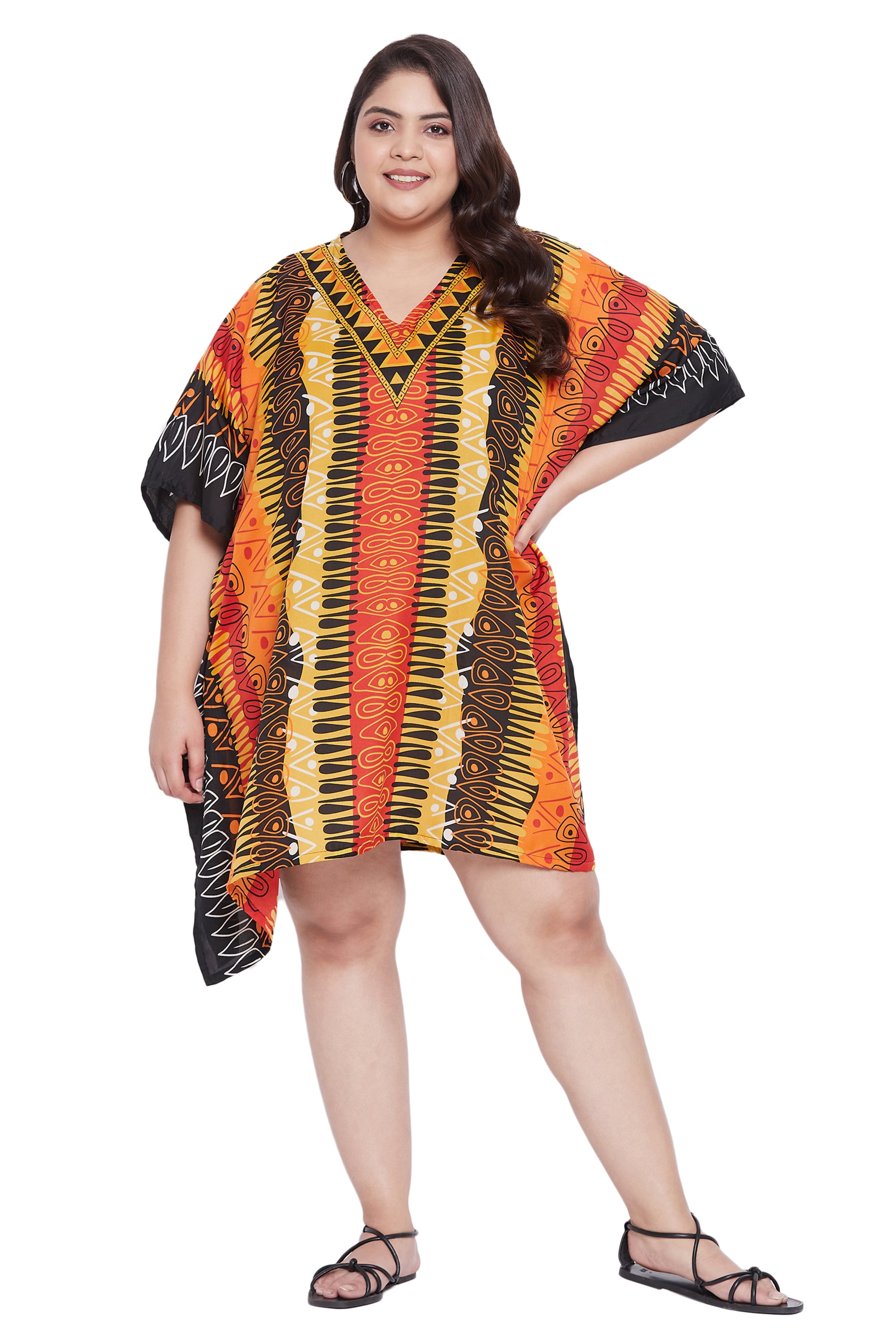 Gypsie Blu Women Tunics Dress Short 3/4 Sleeves Caftans for Ladies ...