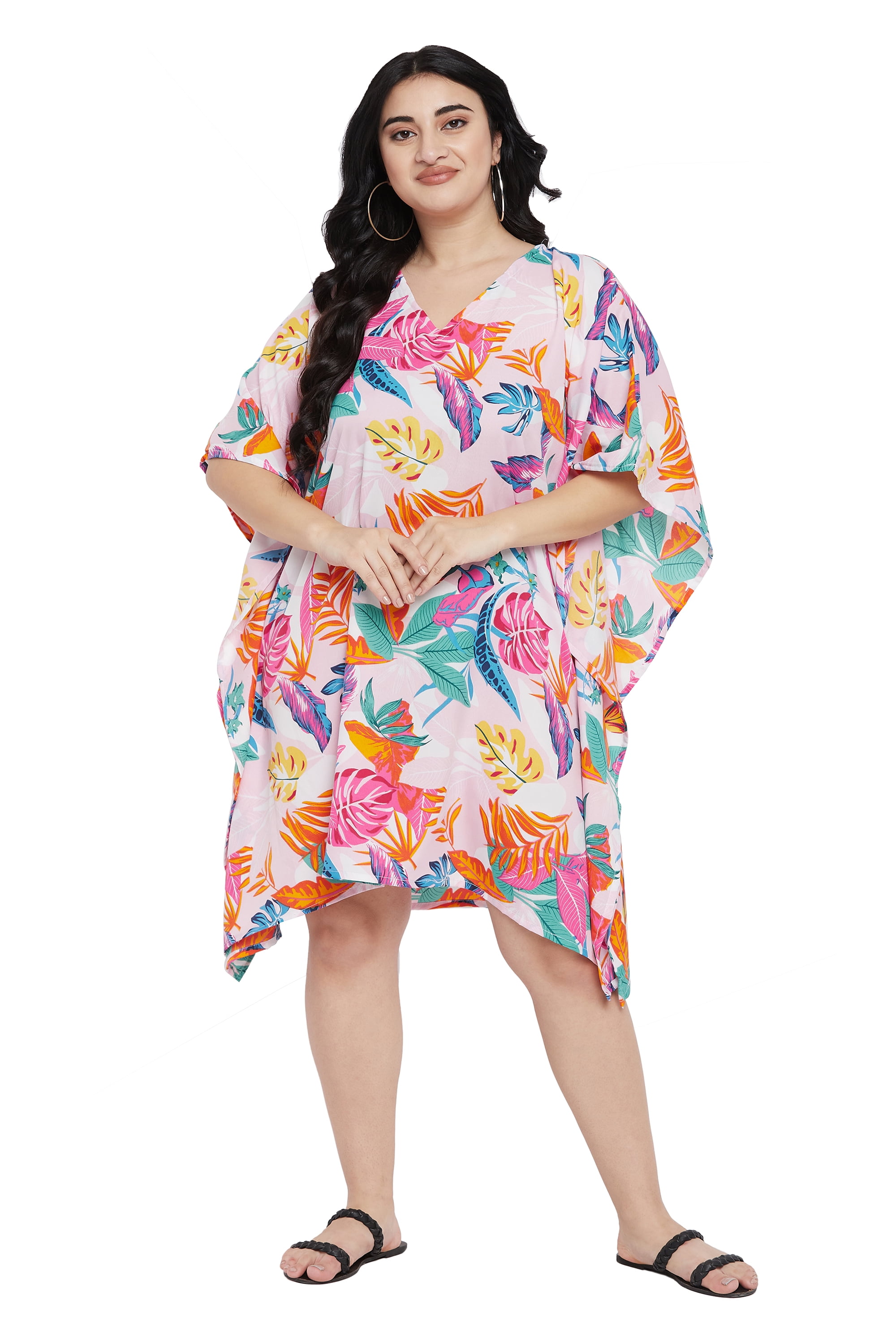 Gypsie Blu Women Tunics Dress Short 3/4 Sleeves Caftans for Ladies ...