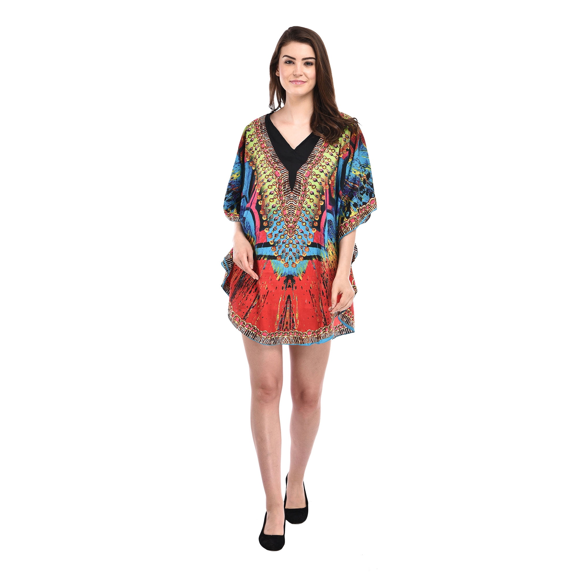 Gypsie Blu Women Tunics Dress Short 3/4 Sleeves Caftans for Ladies ...